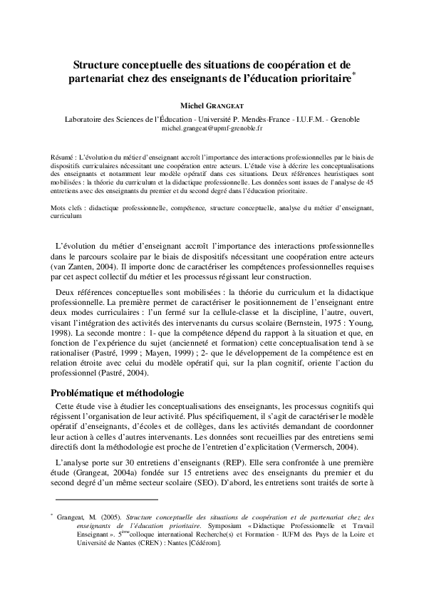 (PDF) Structure conceptuelle des situations de coopération et de ...