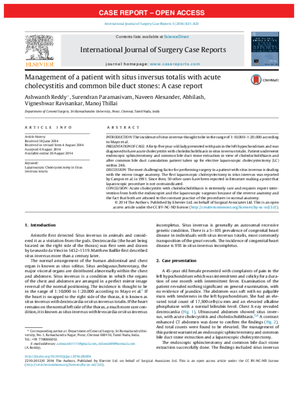 (PDF) Management of a patient with situs inversus totalis with acute ...