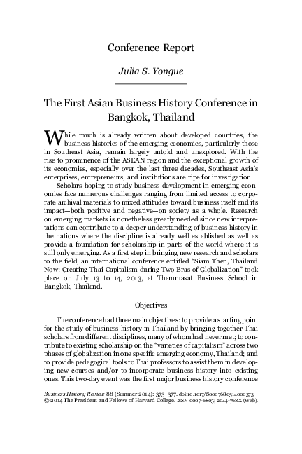 (PDF) The First Asian Business History Conference in Bangkok, Thailand