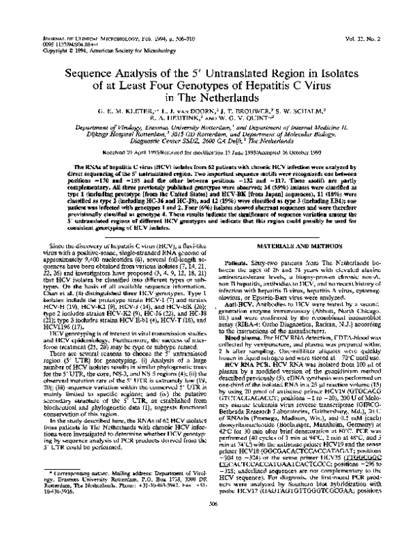 (PDF) Sequence analysis of the 5' untranslated region in isolates of at ...