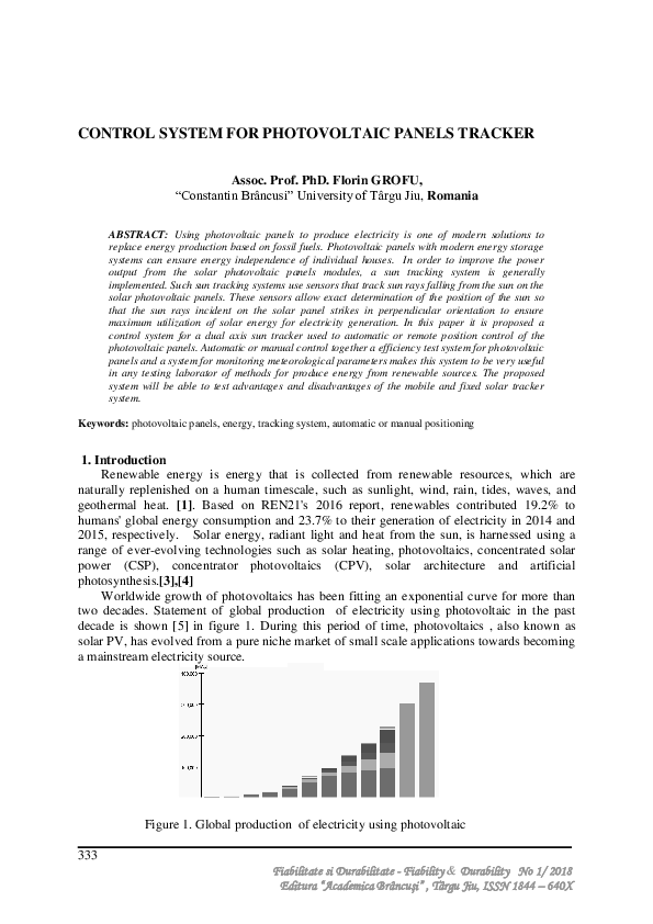 (PDF) Control System for Photovoltaic Panels Tracker
