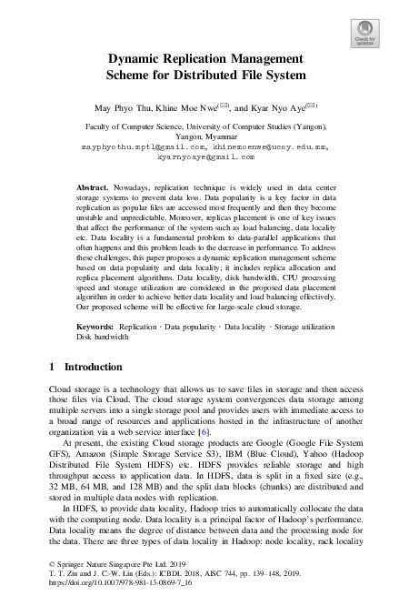 (PDF) Dynamic Replication Management Scheme for Distributed File System (PDF) Dynamic Replication Management Scheme for Distributed File System