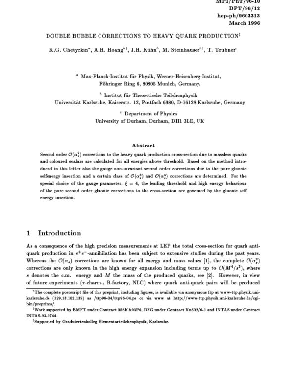 (PDF) Double bubble corrections to heavy quark production