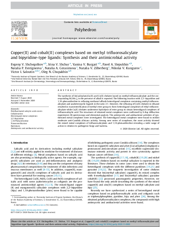 (PDF) Copper(II) and Cobalt(II) Complexes Based on Methyl Trifluorosalicylate and Bipyridine ...