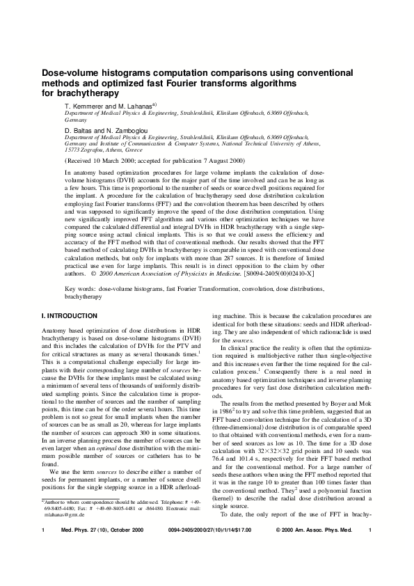 (PDF) Dose-volume histograms computation comparisons using conventional methods and optimized ...