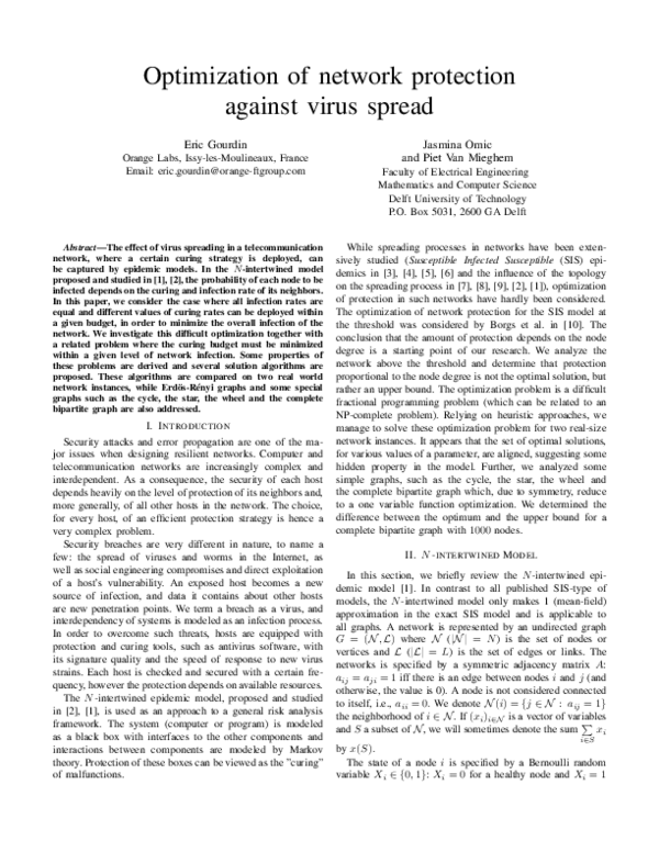 (PDF) Optimization of network protection against virus spread