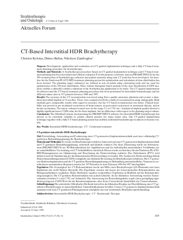 (PDF) CT-Based Interstitial HDR Brachytherapy | Dimos Baltas - Academia.edu