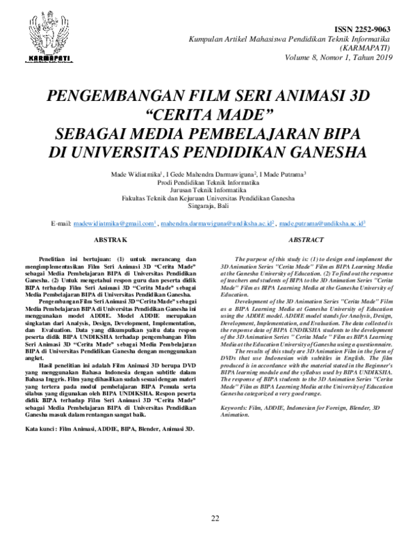 (PDF) Pengembangan Film Seri Animasi 3D “Cerita Made” Sebagai Media ...