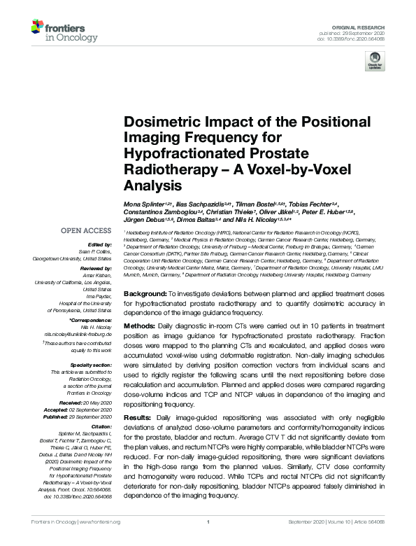 (PDF) Dosimetric Impact of the Positional Imaging Frequency for Hypofractionated Prostate ...