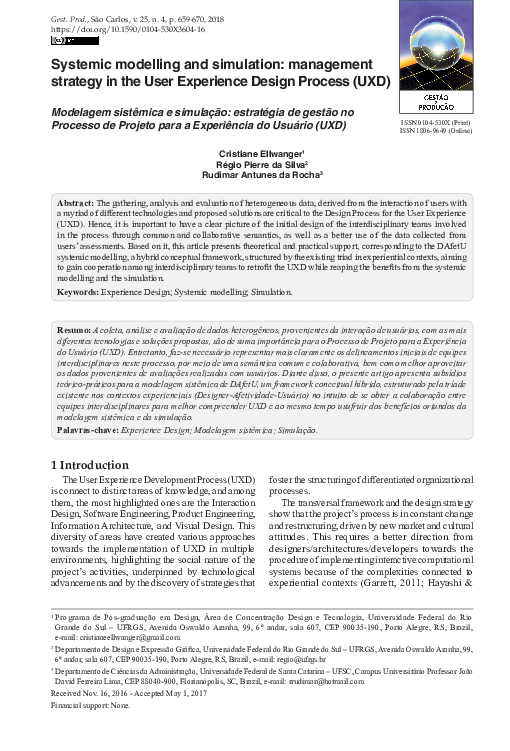(PDF) Systemic modelling and simulation: management strategy in the User Experience Design ...