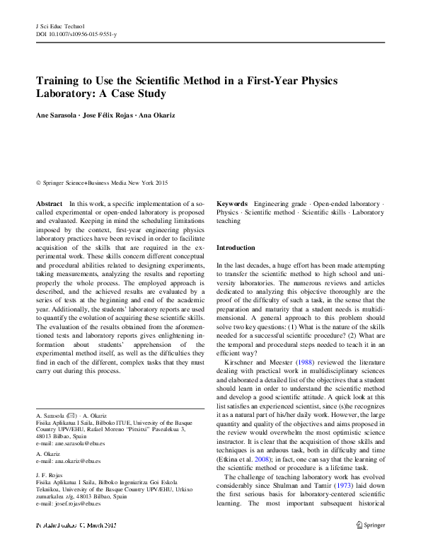 (PDF) Training to Use the Scientific Method in a First-Year Physics ...