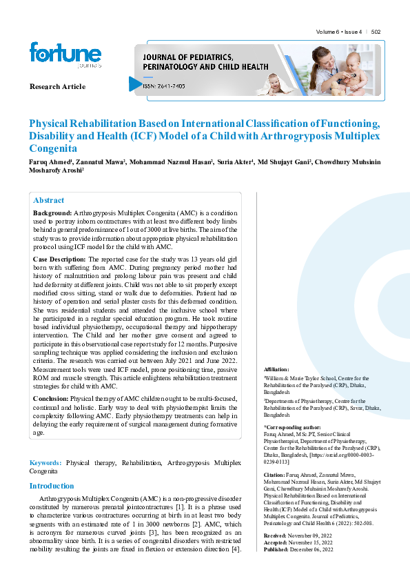 (PDF) Physical Rehabilitation Based on International Classification of ...