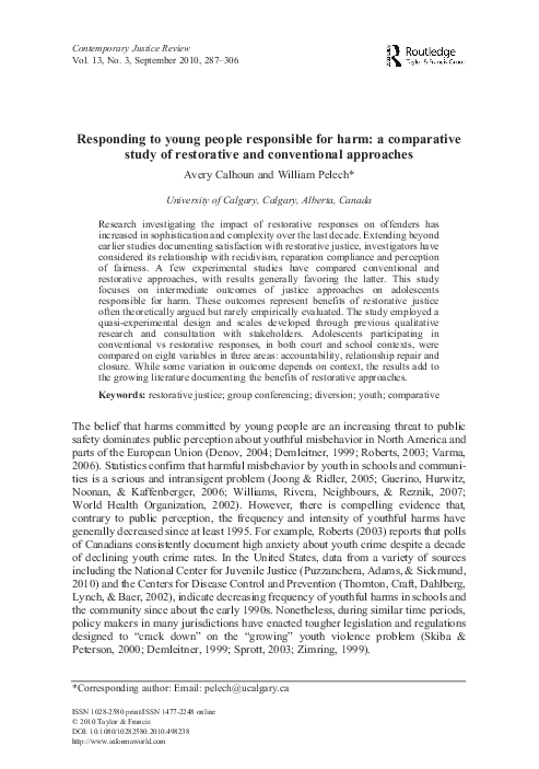 (PDF) Responding to young people responsible for harm: a comparative ...