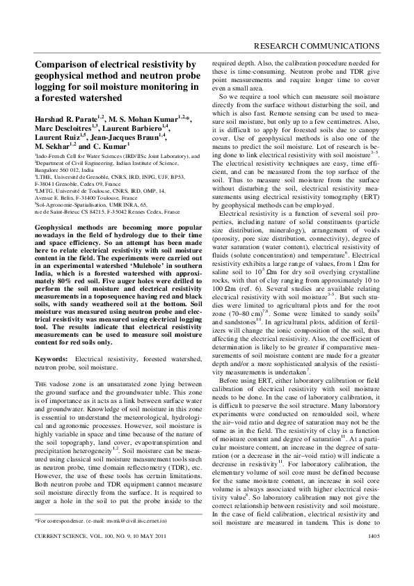 (PDF) Comparison of electrical resistivity by geophysical method and ...