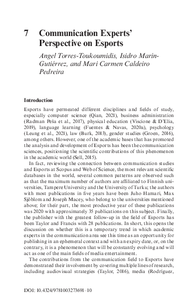 (PDF) Communication Experts' Perspective on Esports