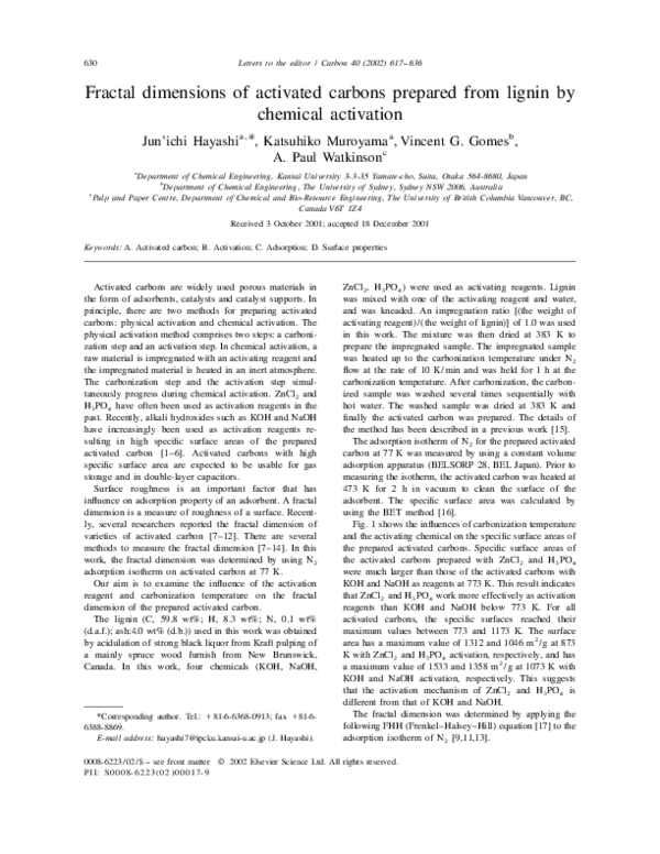 (PDF) Fractal dimensions of activated carbons prepared from lignin by chemical activation ...