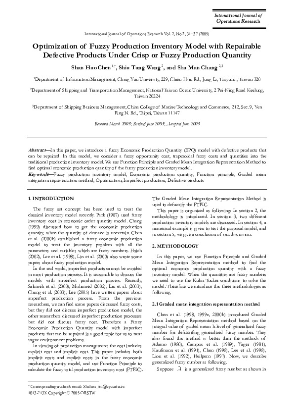 (PDF) Optimization of fuzzy production inventory models
