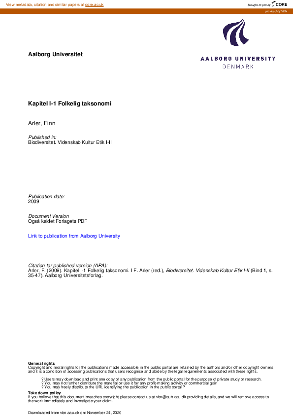 (PDF) Kapitel I-1 Folkelig taksonomi | Finn Arler - Academia.edu