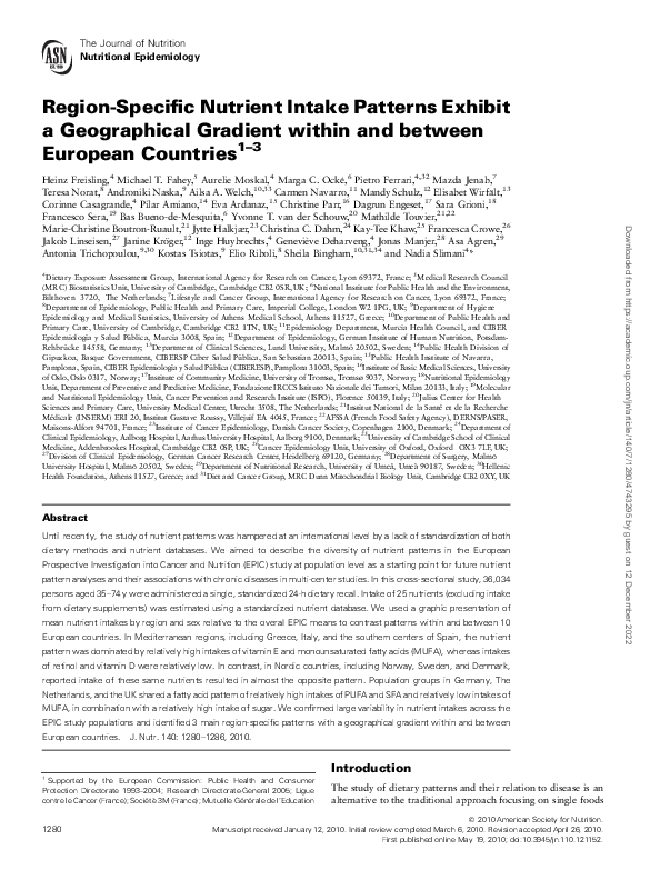 (PDF) Region-Specific Nutrient Intake Patterns Exhibit a Geographical ...