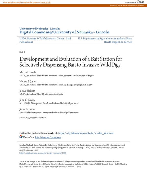 (PDF) Development and evaluation of a bait station for selectively ...