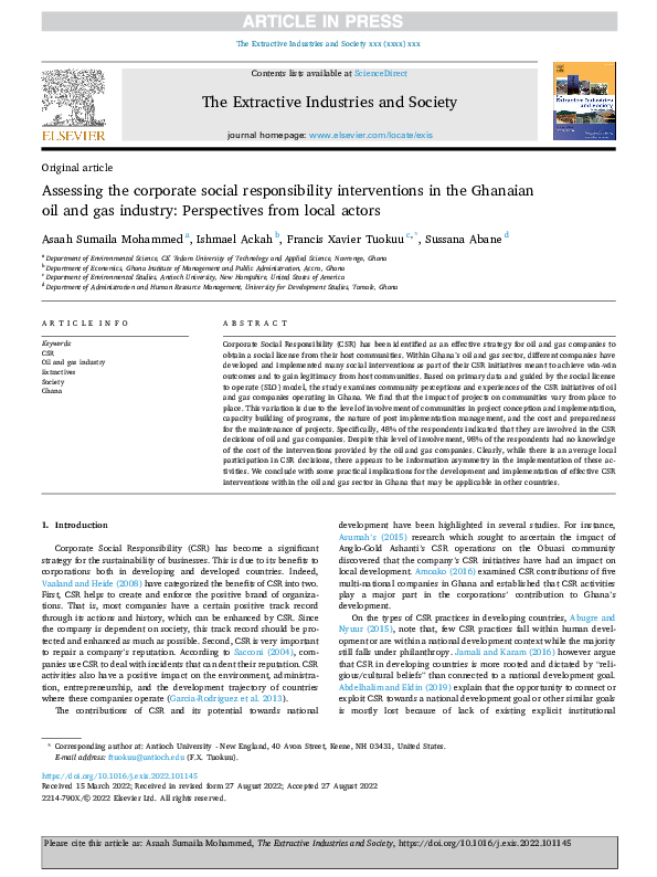 (PDF) Assessing the corporate social responsibility interventions in ...