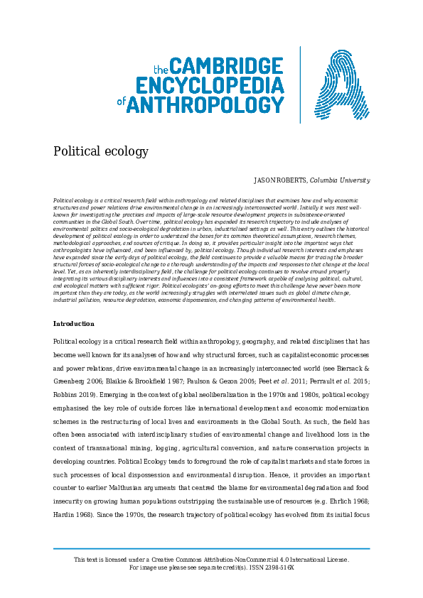 (PDF) Political Ecology