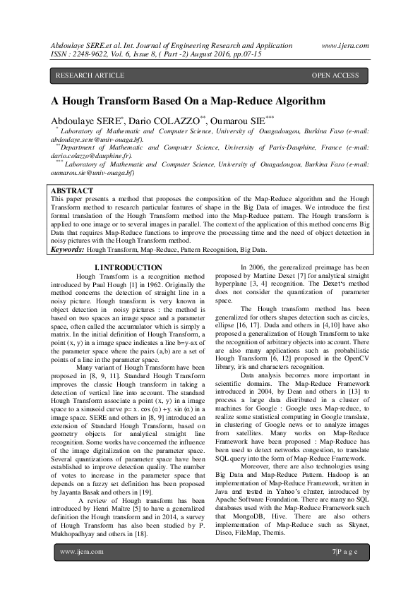 (PDF) A Hough Transform Based On a MapReduce Algorithm