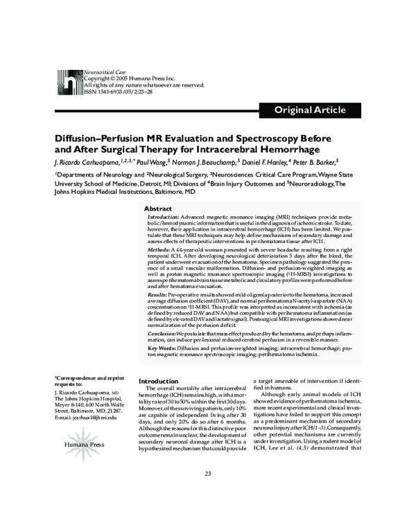 (PDF) MRI Assessment of Perihematoma Changes in ICH