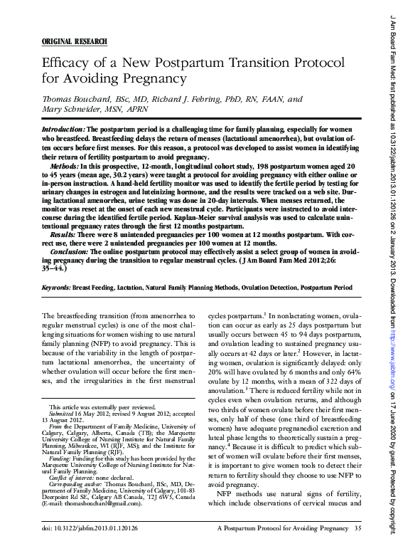 (PDF) Efficacy of a New Postpartum Transition Protocol for Avoiding ...