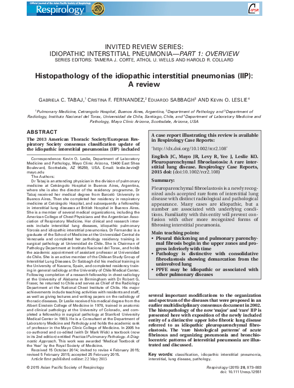 (PDF) Histopathology of the idiopathic interstitial pneumonias (IIP): A ...