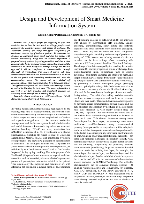 (PDF) Design and Development of Smart Medicine Information System