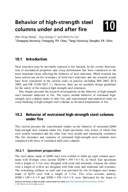 (PDF) Behavior and Design of High-Strength Constructional Steel