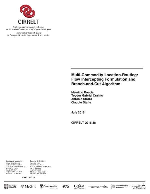 (PDF) Multi-commodity location-routing: Flow intercepting formulation and branch-and-cut algorithm