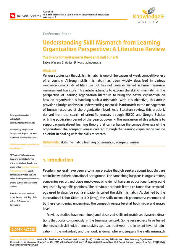 (PDF) Understanding Skill Mismatch from Learning Organization ...