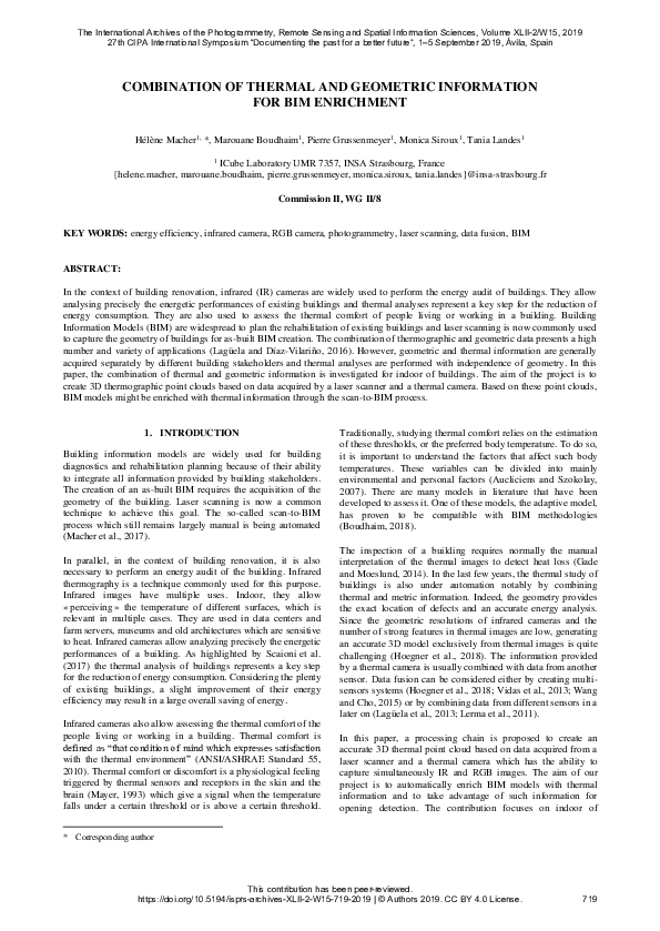 Pdf Combination Of Thermal And Geometric Information For Bim Enrichment