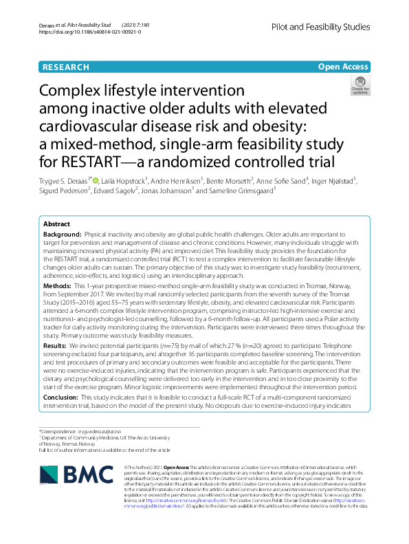 (PDF) Complex lifestyle intervention among inactive older adults with elevated cardiovascular ...