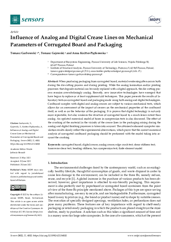 (PDF) Influence of Analog and Digital Crease Lines on Mechanical ...