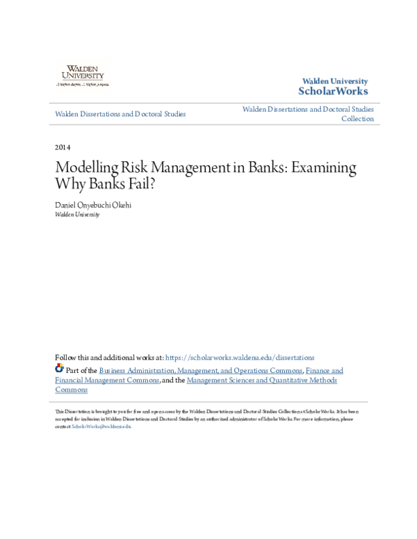 (PDF) Modelling Risk Management in Banks: examining why banks fail?