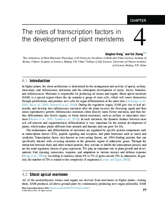 (PDF) The roles of transcription factors in the development of plant ...