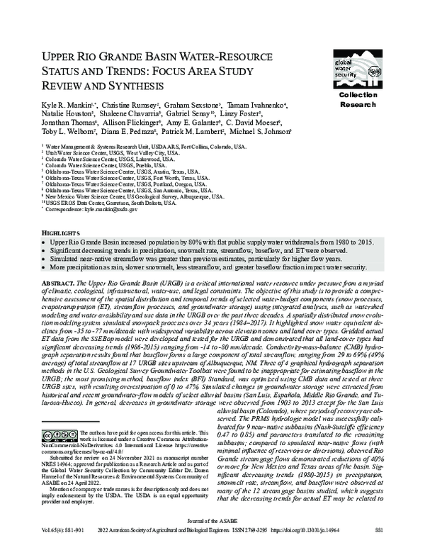 (PDF) Water Resource Trends in Upper Rio Grande Basin