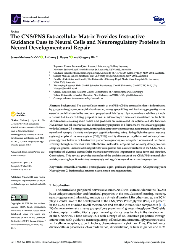 (PDF) The CNS/PNS Extracellular Matrix Provides Instructive Guidance ...