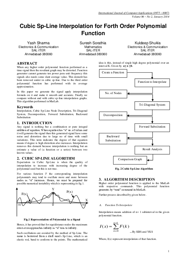 Pdf Cubic Sp Line Interpolation For Forth Order Polynomial Function