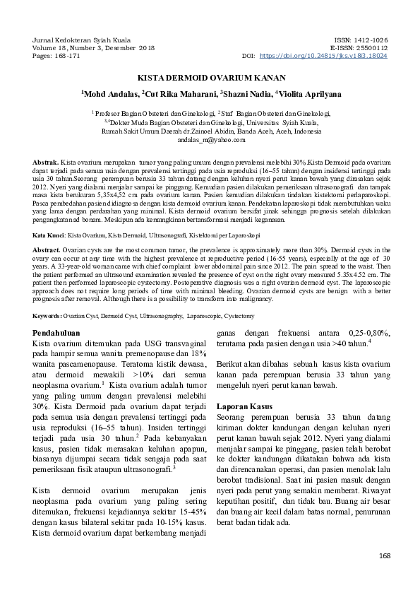 (PDF) Kista Dermoid Ovarium Kanan