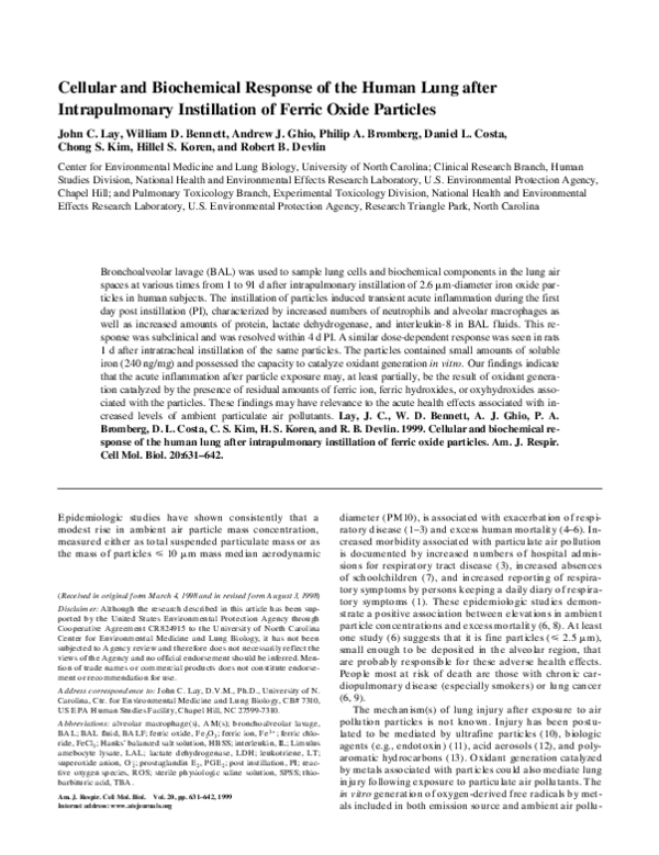 (PDF) Cellular and Biochemical Response of the Human Lung after ...