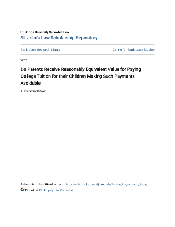 (PDF) Do Parents Receive Reasonably Equivalent Value for Paying College ...