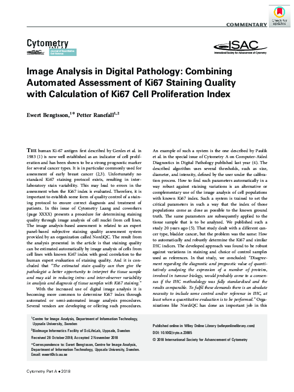 (PDF) Image Analysis in Digital Pathology: Combining Automated Assessment of Ki67 Staining ...