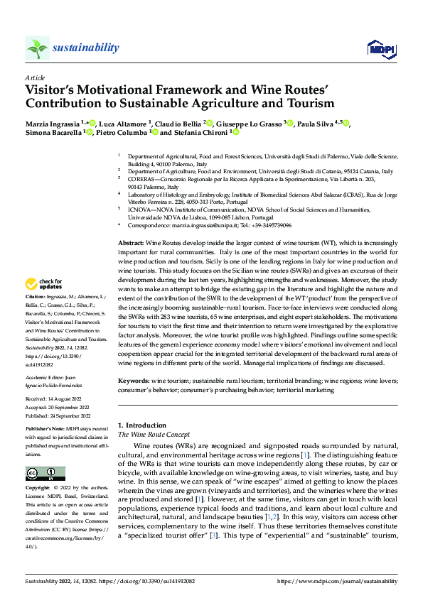 (PDF) Visitor’s Motivational Framework and Wine Routes’ Contribution to ...
