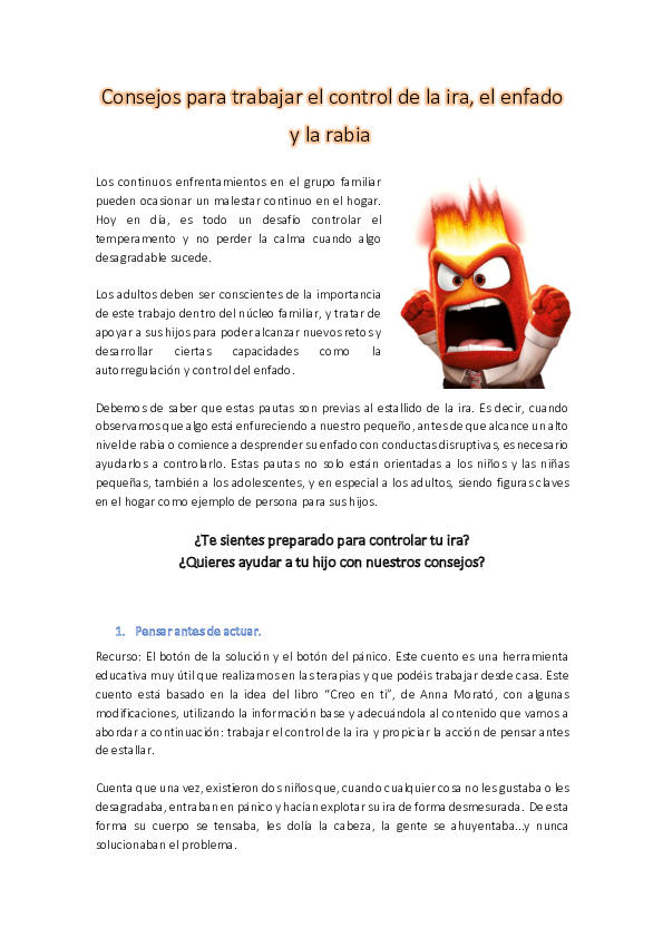 (PDF) Consejos para trabajar el control de la ira
