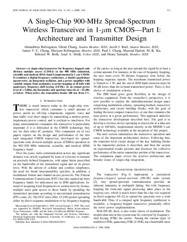 (PDF) A single-chip 900-MHz spread-spectrum wireless transceiver in 1 ...