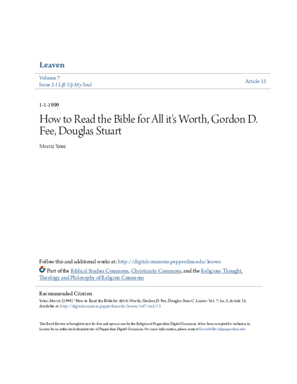 (PDF) How to Read the Bible for All it\u27s Worth, Gordon D. Fee ...